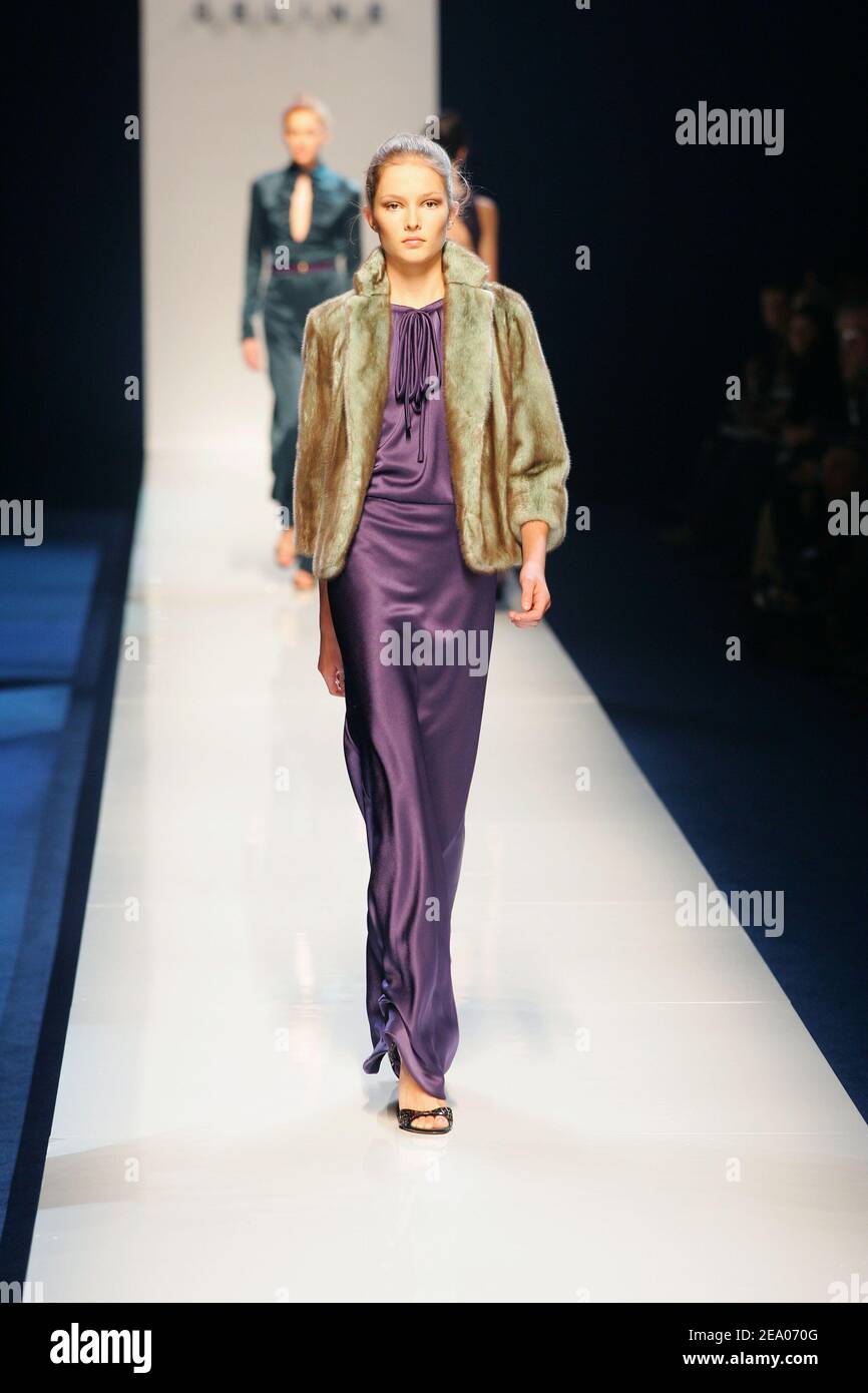 A model displays a creation by Italian fashion designer Roberto ...