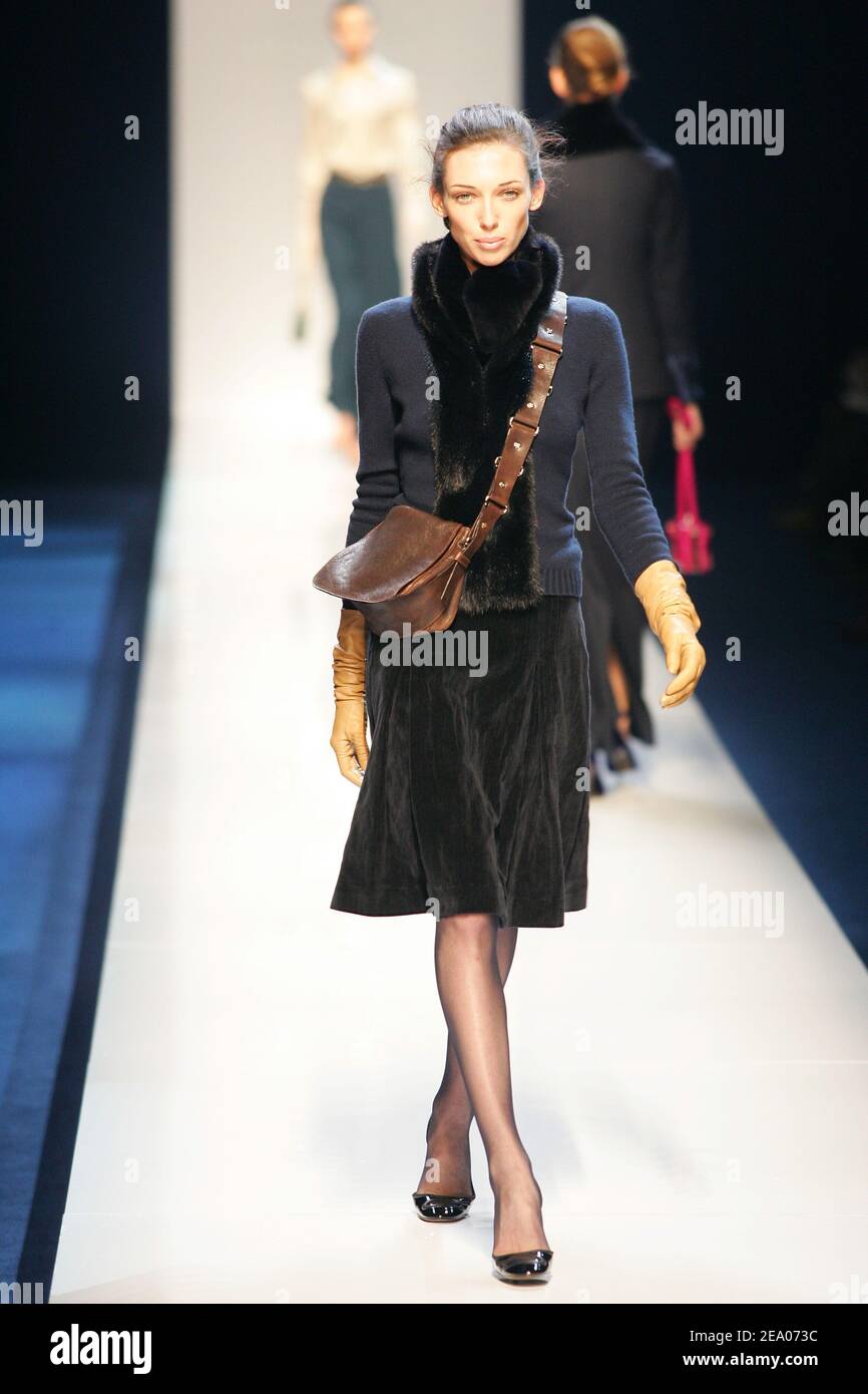 A model displays a creation by Italian fashion designer Roberto ...