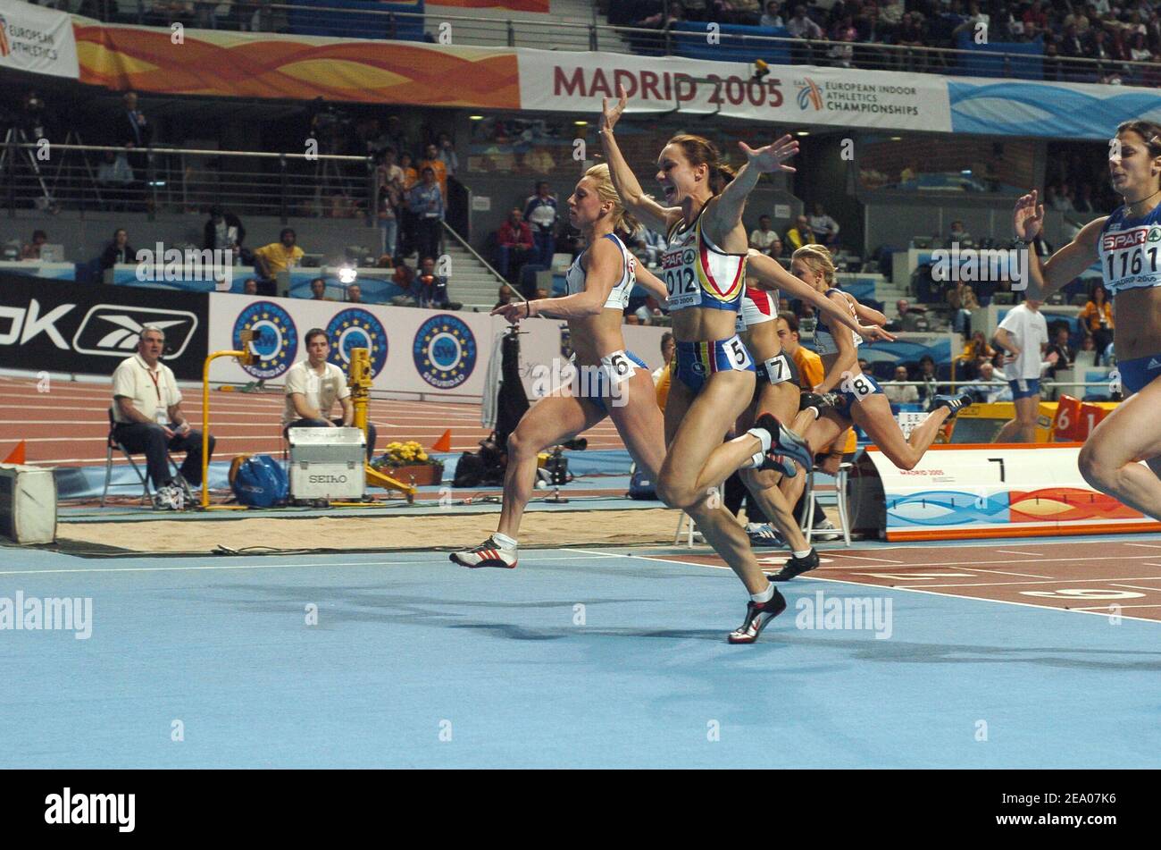 Belgian track and field athlets Kim Gevaert wins the 60 m women race ...