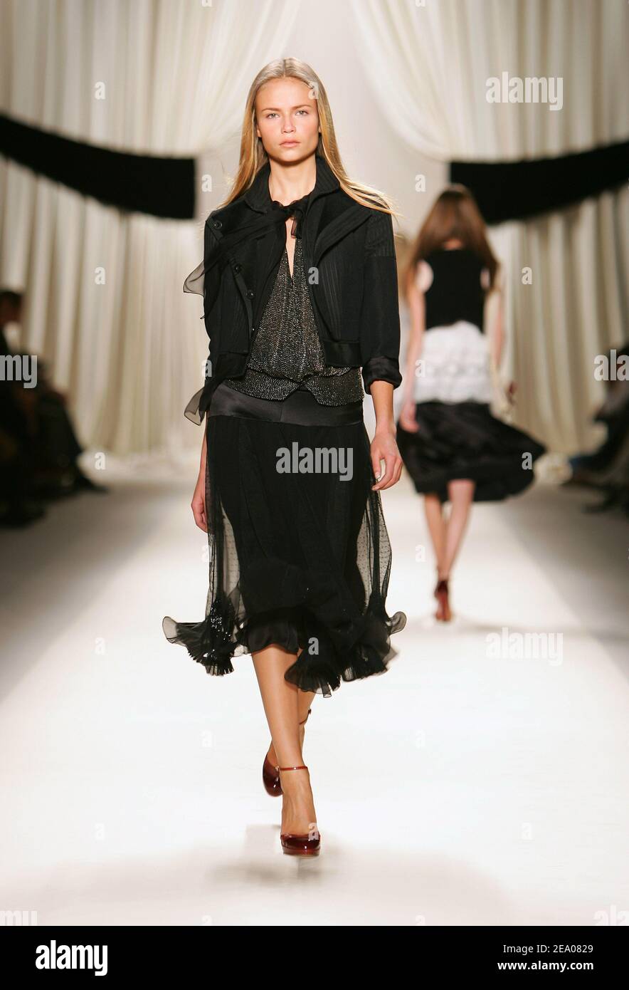 A model displays a creation by fashion designer Phoebe Philo for Chloe ...