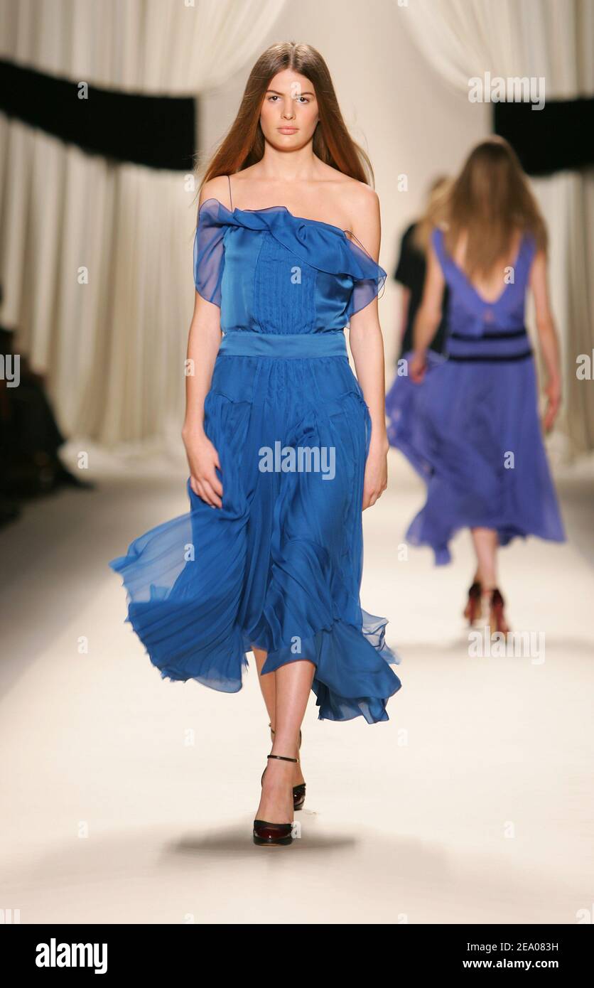 A model displays a creation by fashion designer Phoebe Philo for Chloe ...