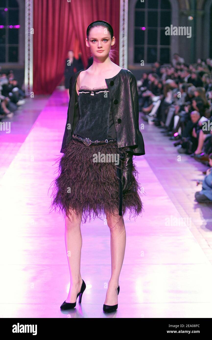 A model displays a creation by fashion designer Alber Elbaz for Lanvin ...