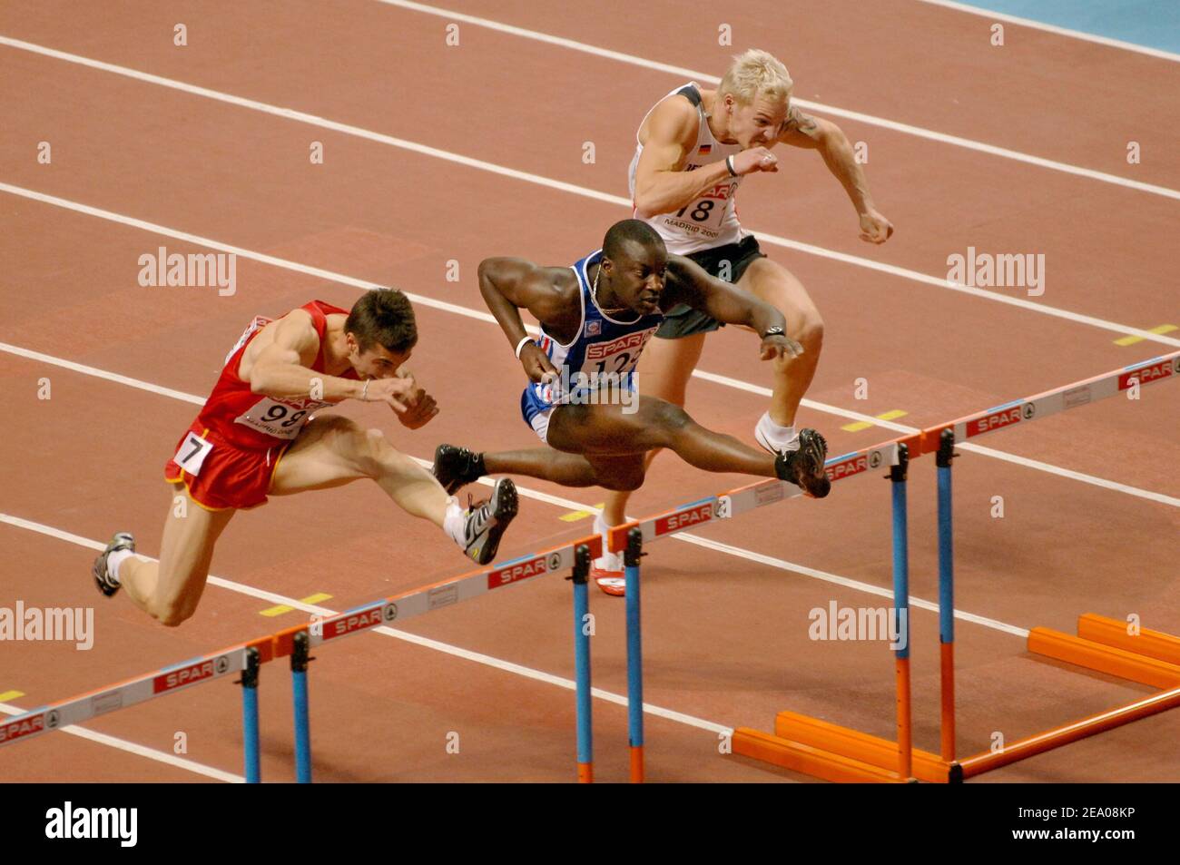 French track and field athlets Ladji Doucoure? win the 60 m hurdles men ...