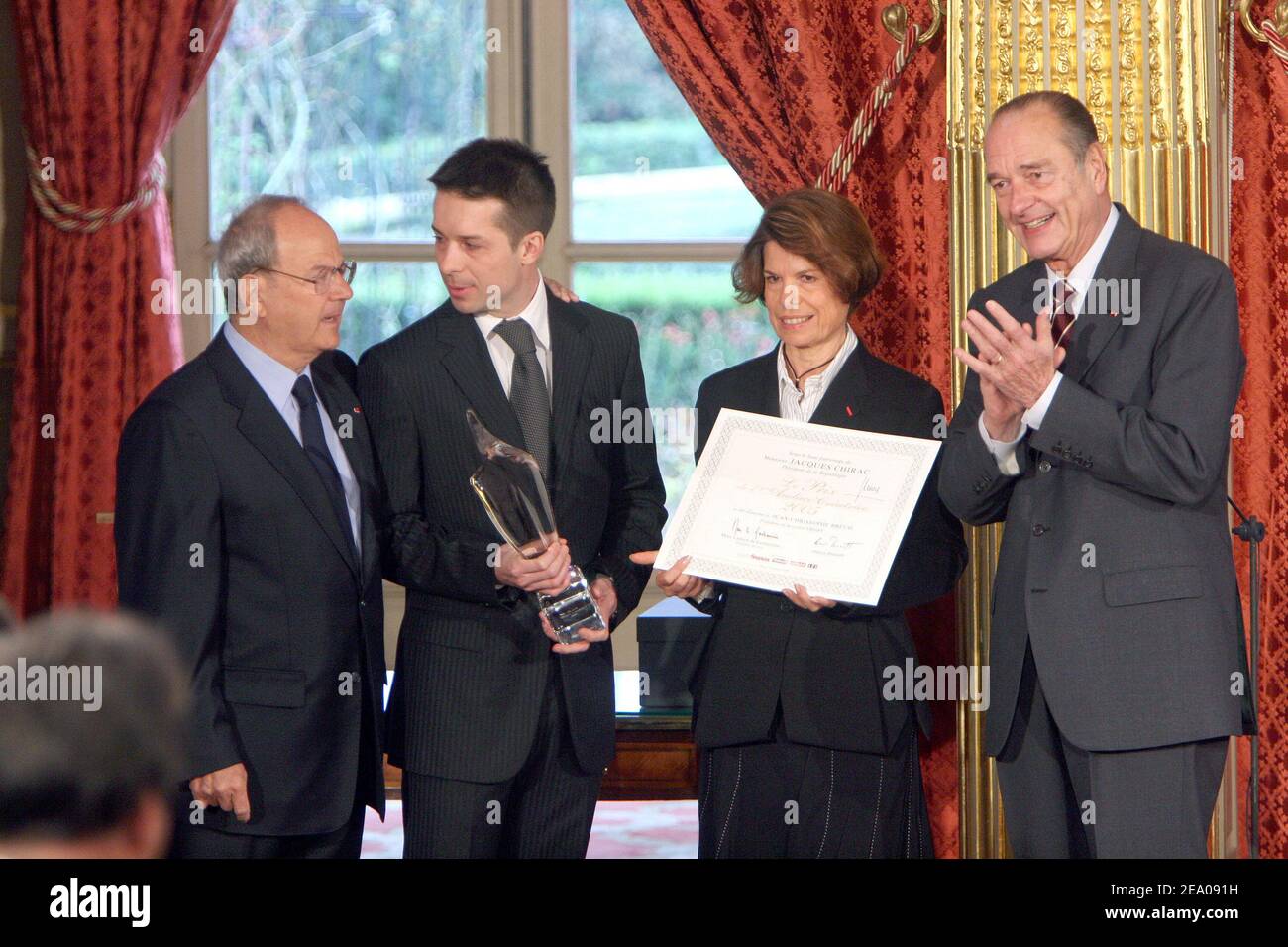 "French President Jacques Chirac poses with Dany Breuil and her son ...