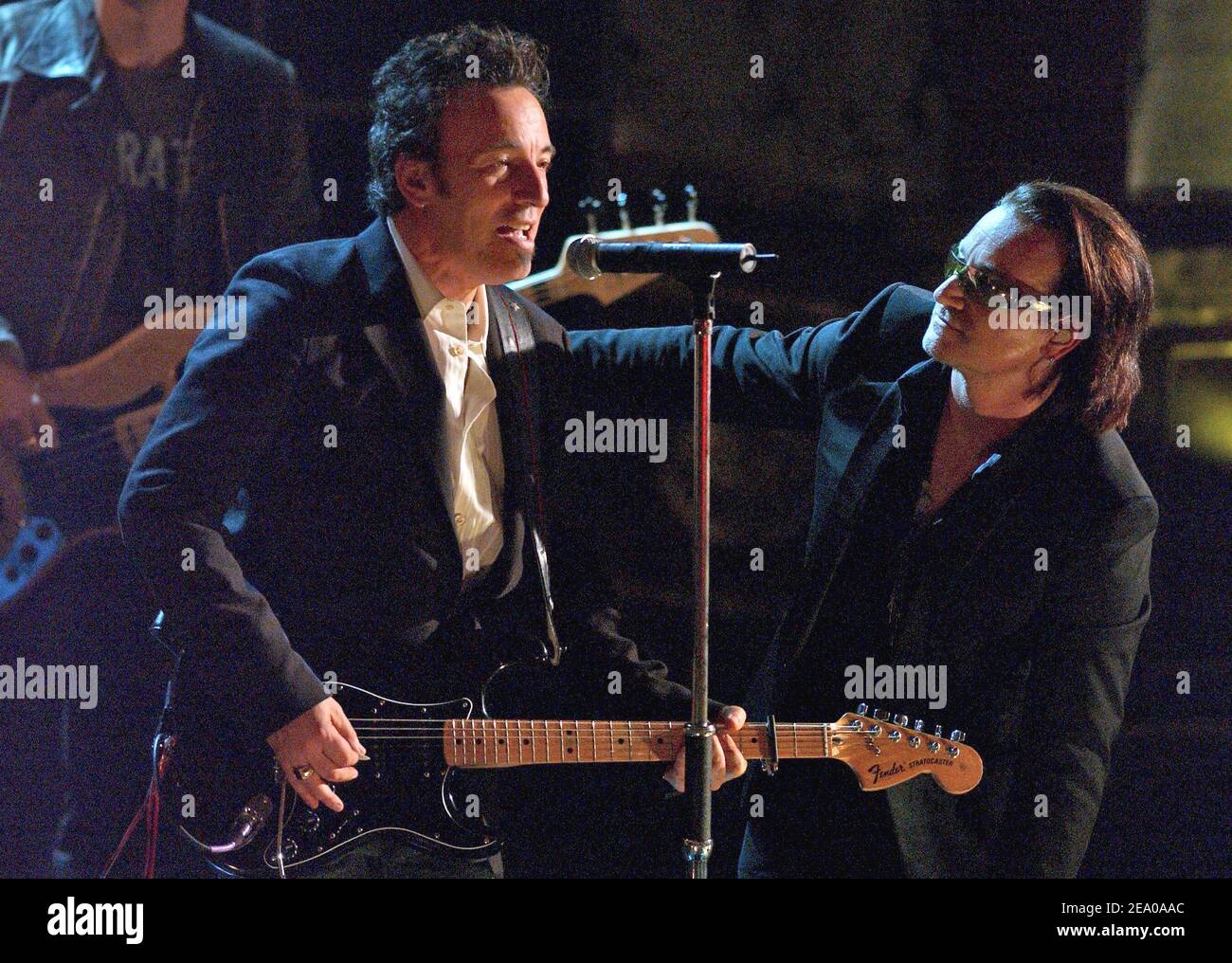 Bono of U2 and Bruce Springsteen perform during the Rock'N'Roll Hall of ...