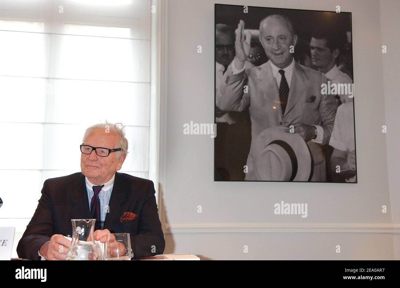 French fashion stylist Pierre Cardin holds a presss conference at the ...