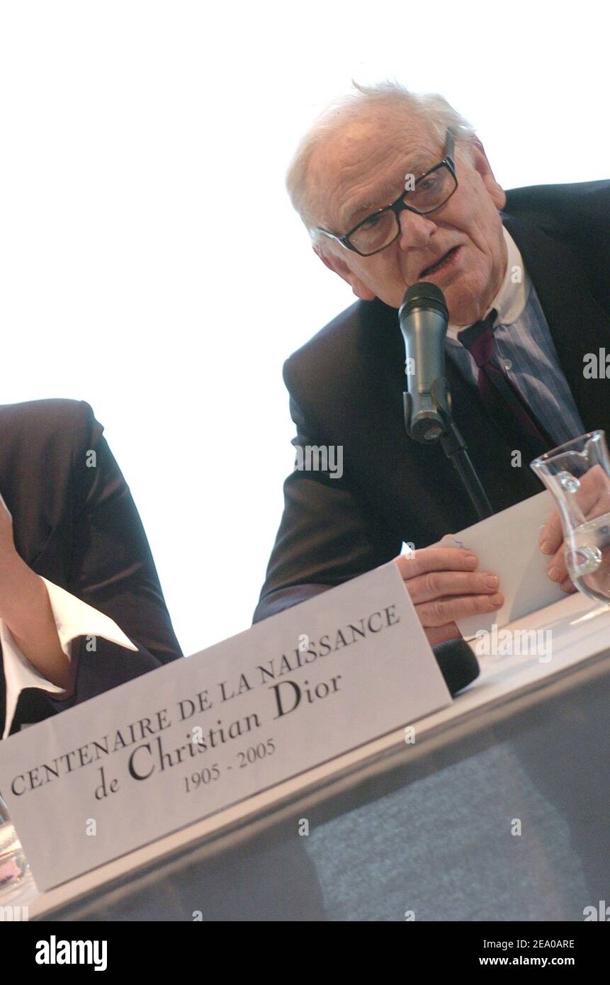 French fashion designer Pierre Cardin holds a press conference for ...