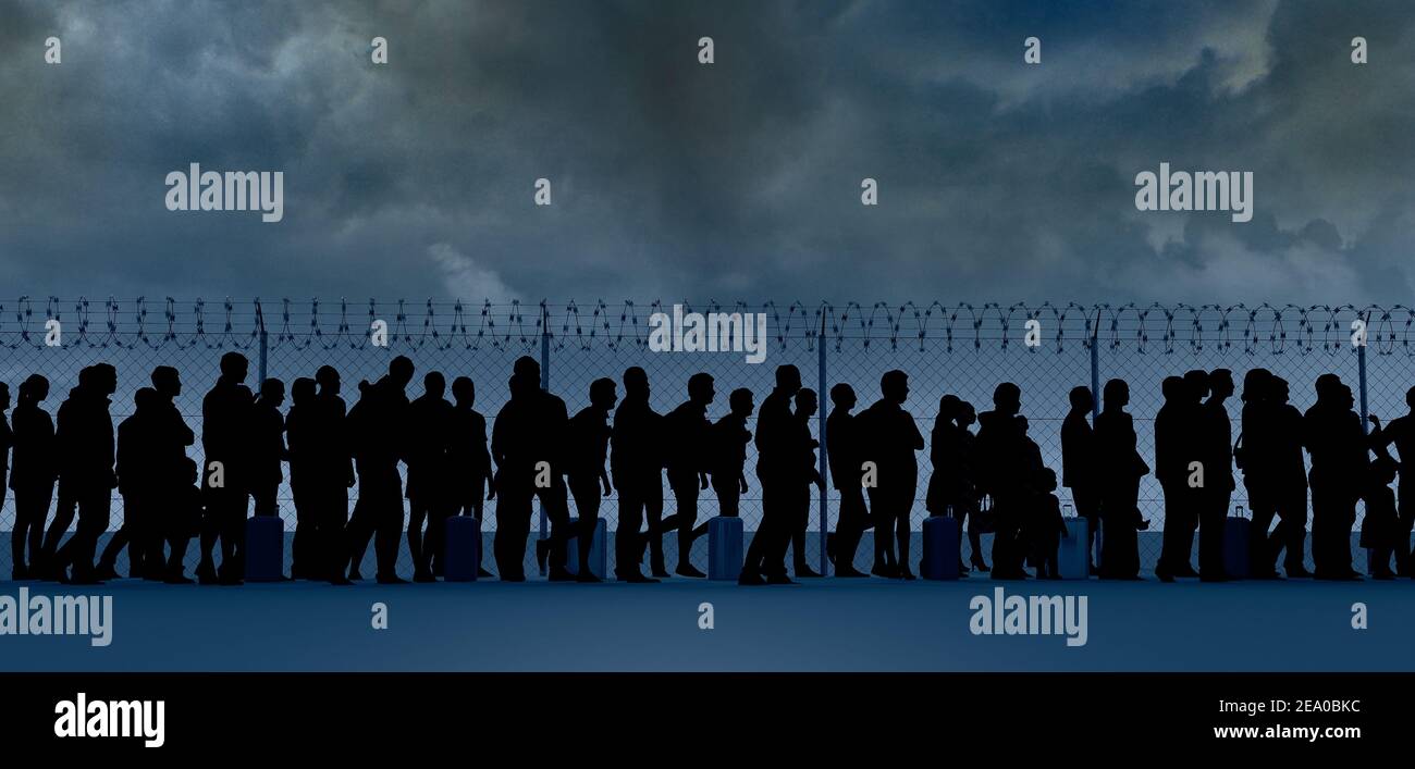 Barbed wire fence refugee woman hi-res stock photography and images - Alamy
