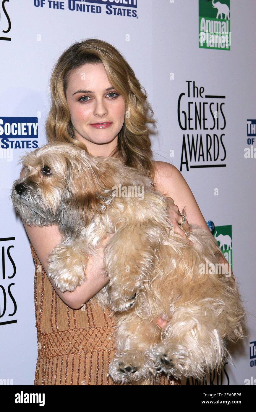 Alicia Silverstone and Benji arriving at the 19th Annual Genesis Awards ...