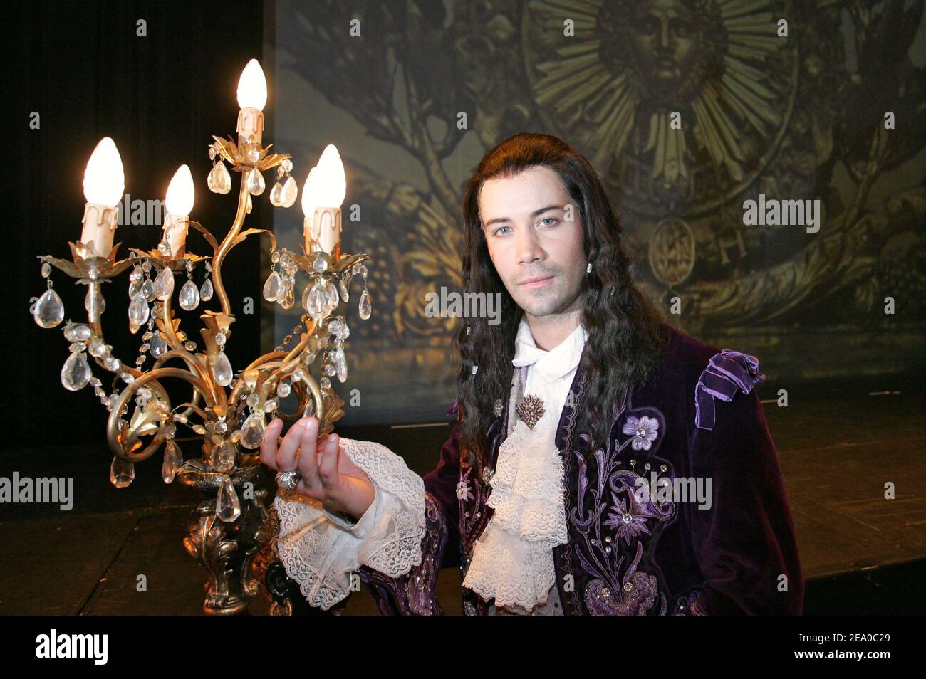 French singer Emmanuel Moire (Louis XIV) poses after the show Case of ...