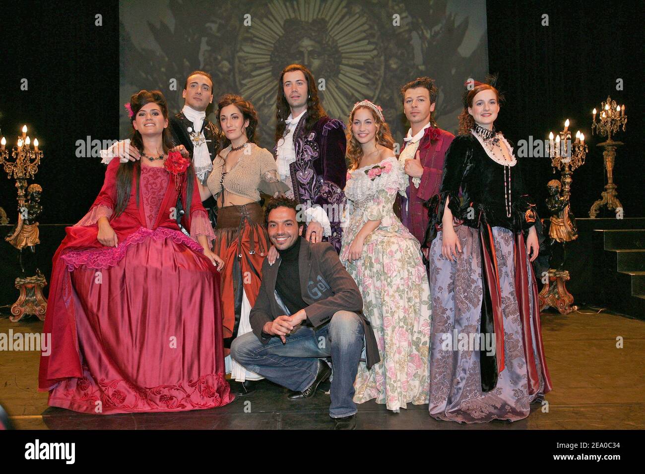 French choreographer Kamel Ouali poses with the cast members after a ...