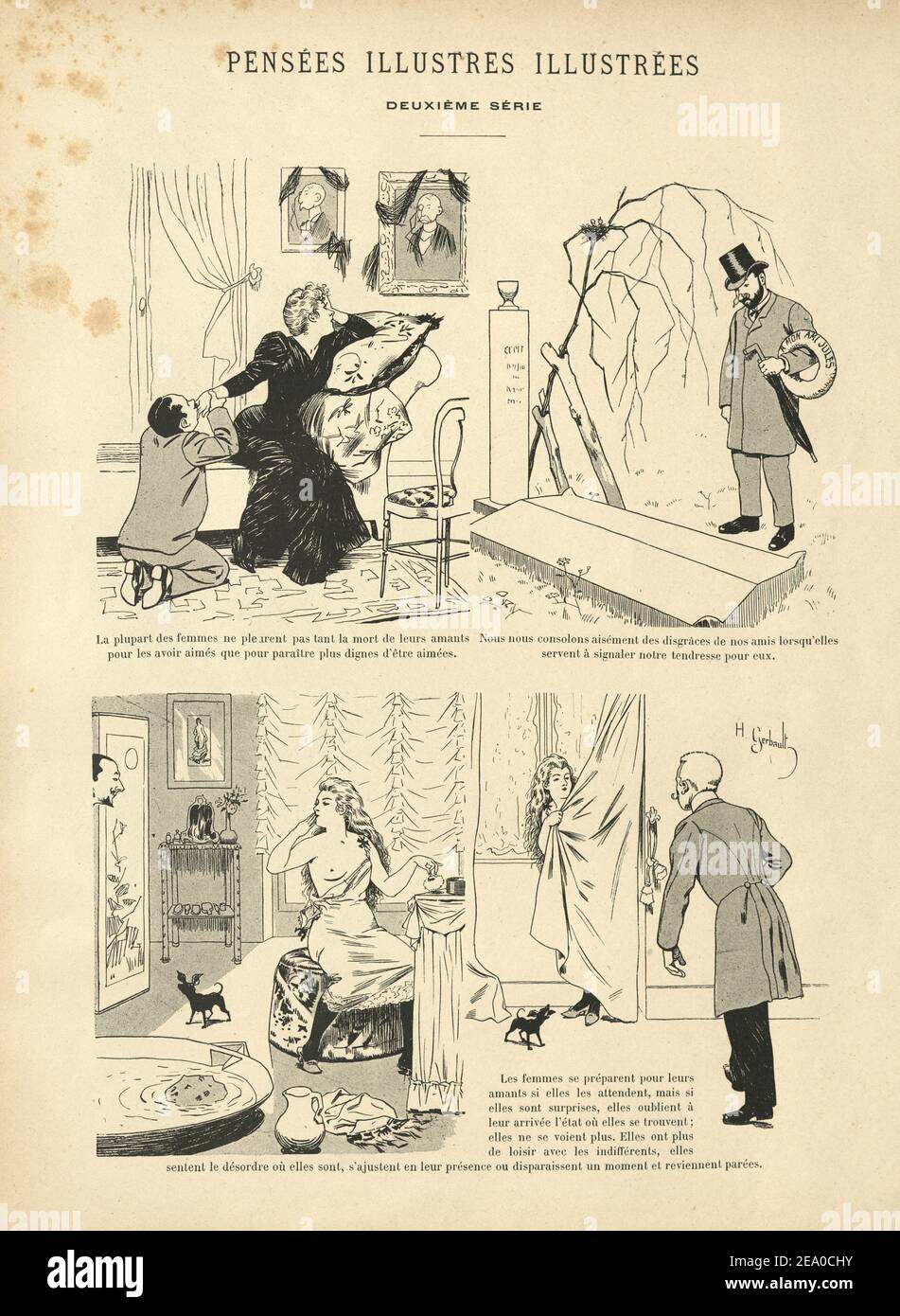 Vintage French cartoons by Henry Gerbault Stock Photo - Alamy