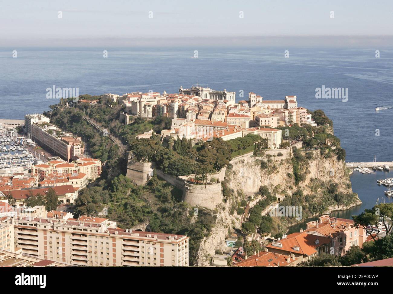 View of the Monaco Rock, with the Old Town and the Grimaldi Palace, the ...