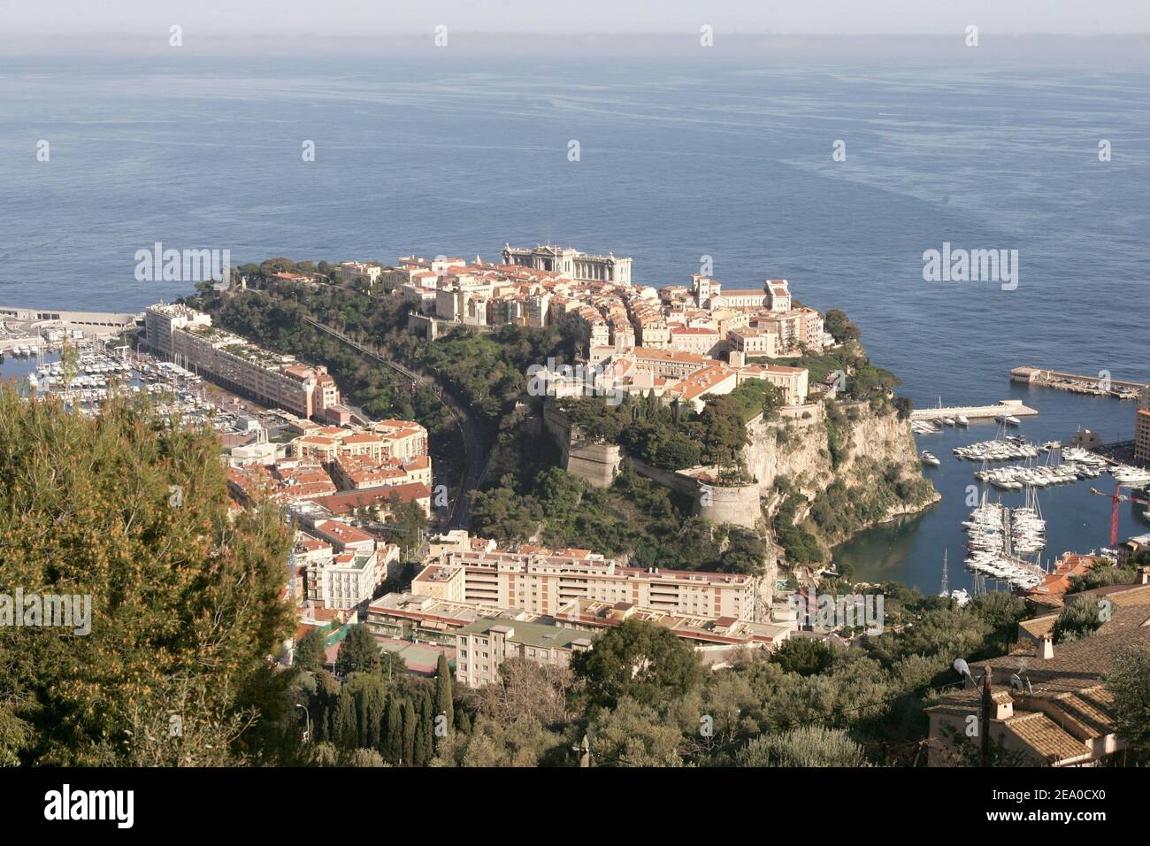 View of the Monaco Rock, with the Old Town and the Grimaldi Palace, the ...