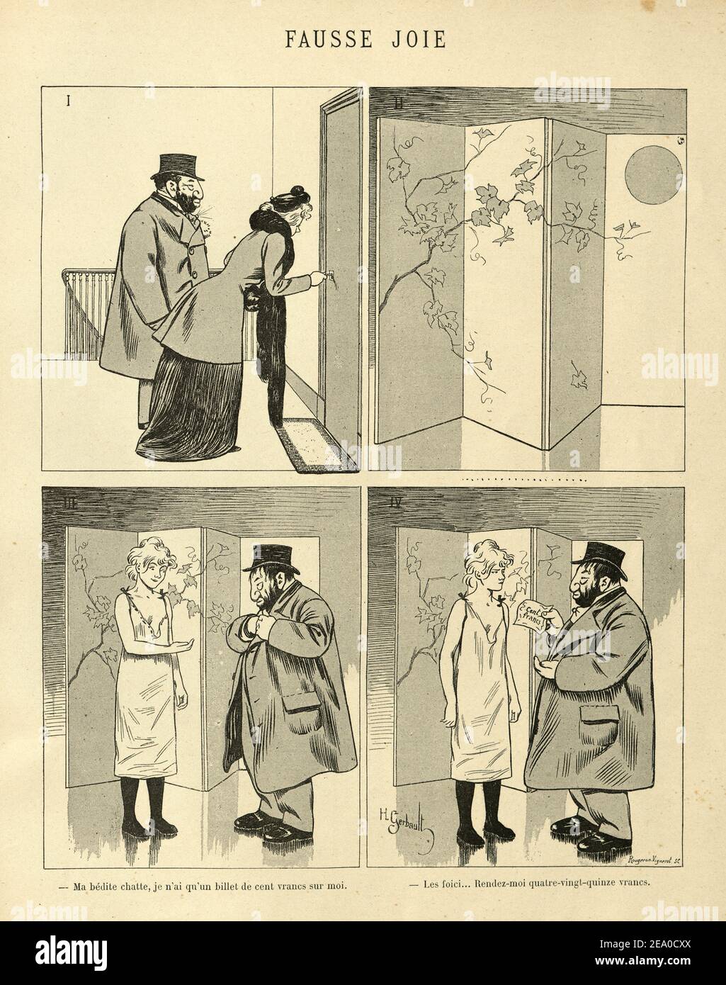 Vintage French cartoons by Henry Gerbault. Fausse Joie, False joy ...