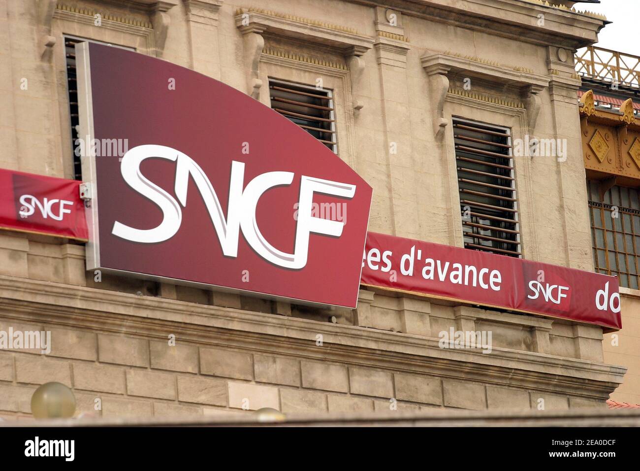 New SNCF's logo near the Saint-Charles railway station in Marseille ...