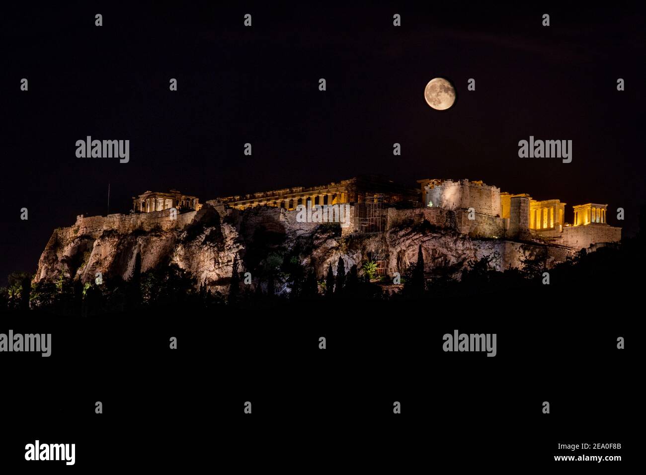 Athens Acropolis under the moon Stock Photo - Alamy