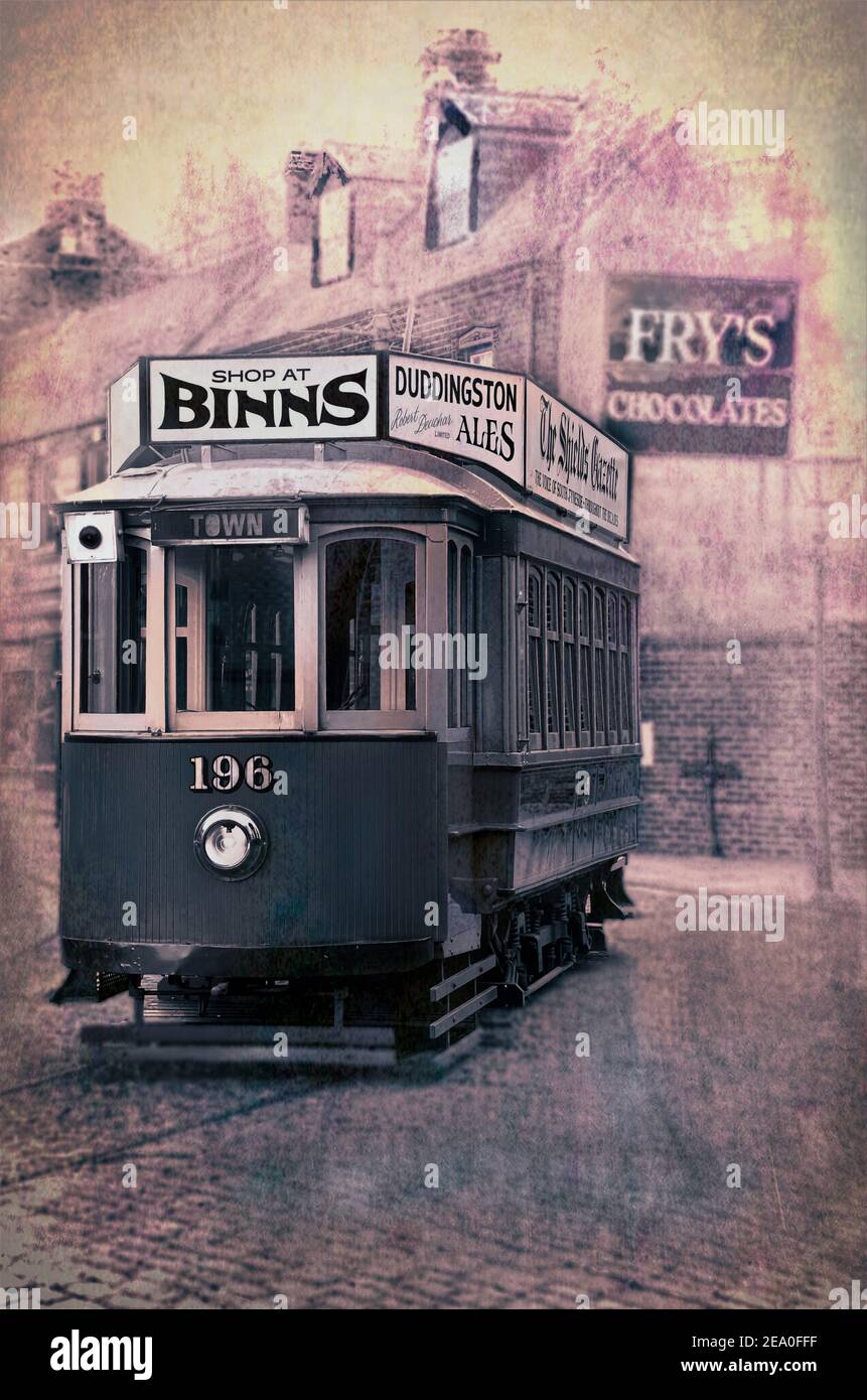 Tram at Beamish open air museum North East England Stock Photo - Alamy