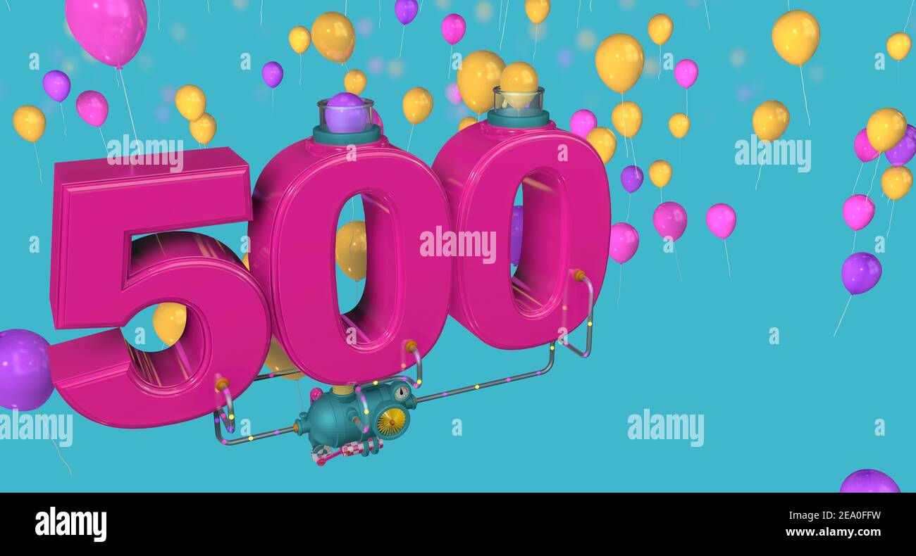 Red number 500 floating in the air connected to a compressor through ...