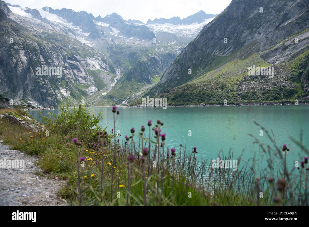 Beautiful mountain lake Gelmersee in Bern Switzerland Stock Photo - Alamy