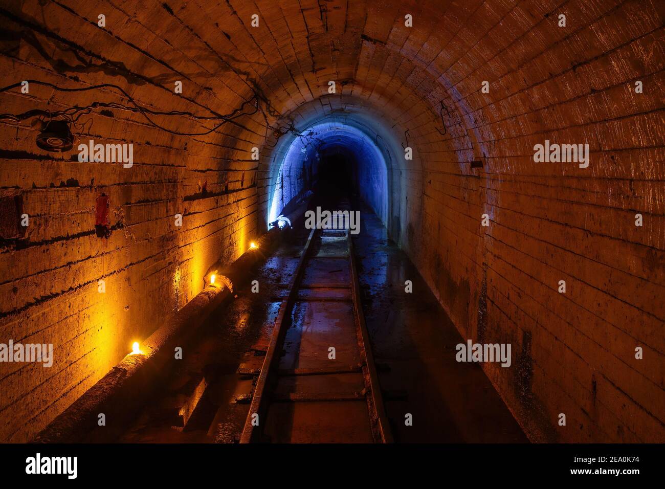 Dark vaulted underground urban sewer tunnel system Stock Photo - Alamy