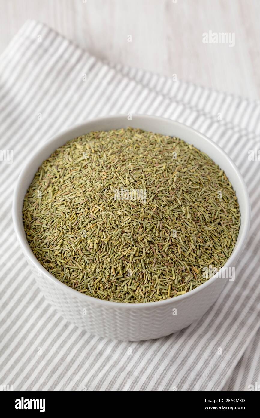 Organic Dried Rosemary in a Bowl, side view Stock Photo - Alamy