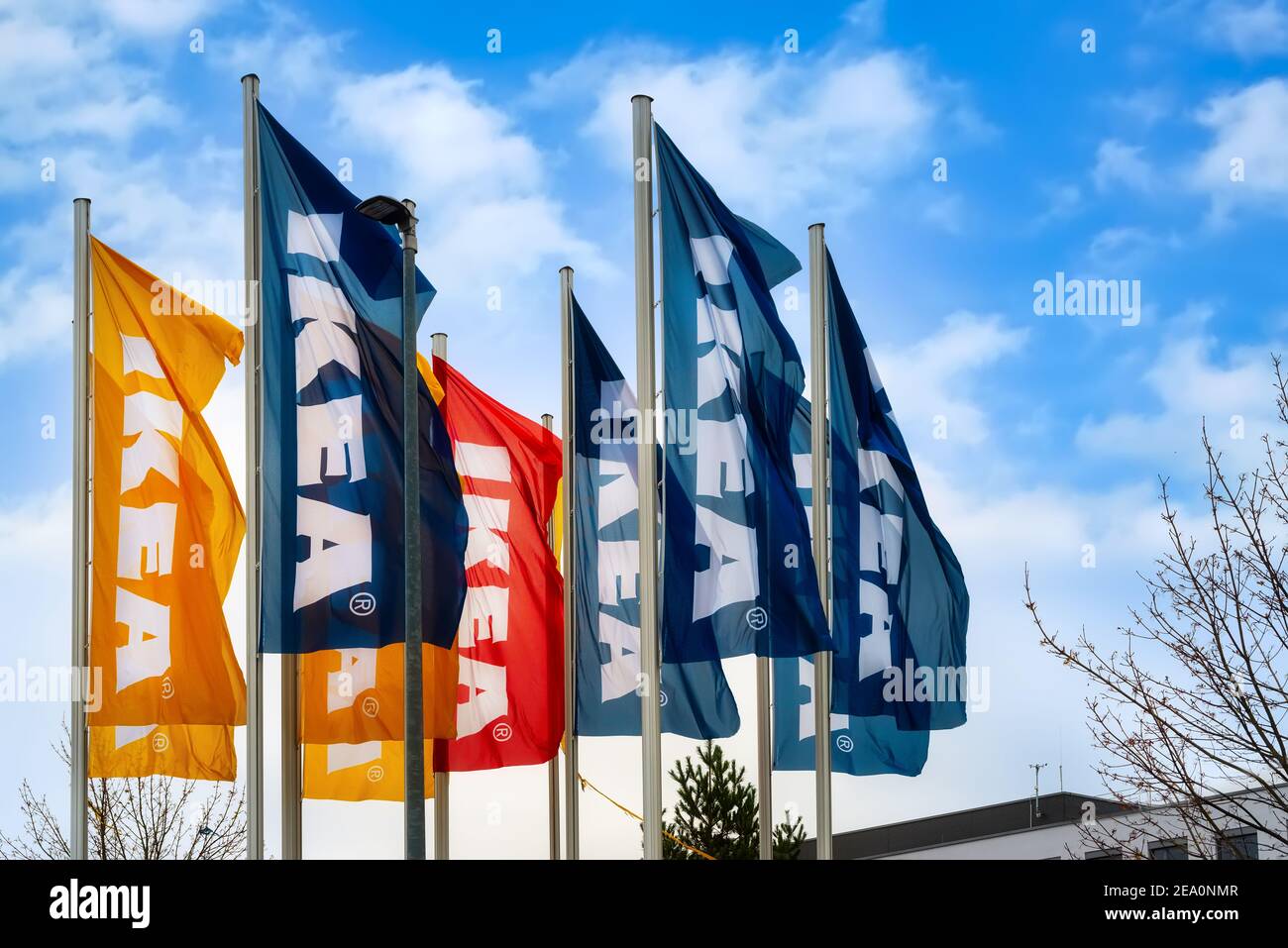 Ikea flags blue sky hi-res stock photography and images - Alamy