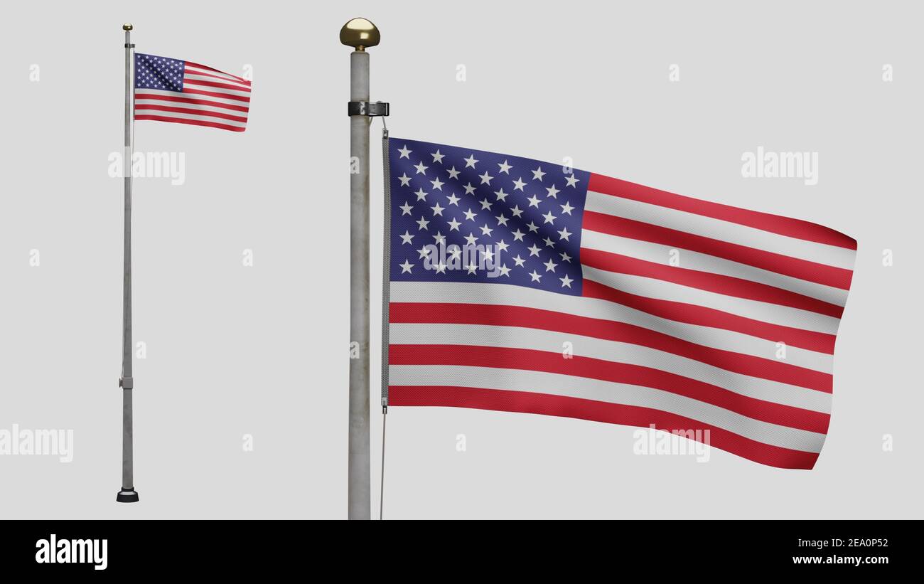 American flag waving in the wind. Close up of USA banner blowing, soft ...