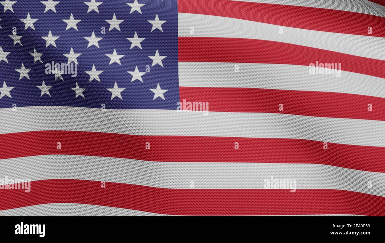 American flag waving in the wind. Close up of USA banner blowing, soft ...