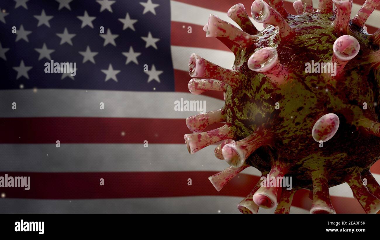 American flag waving with the Coronavirus outbreak infecting ...