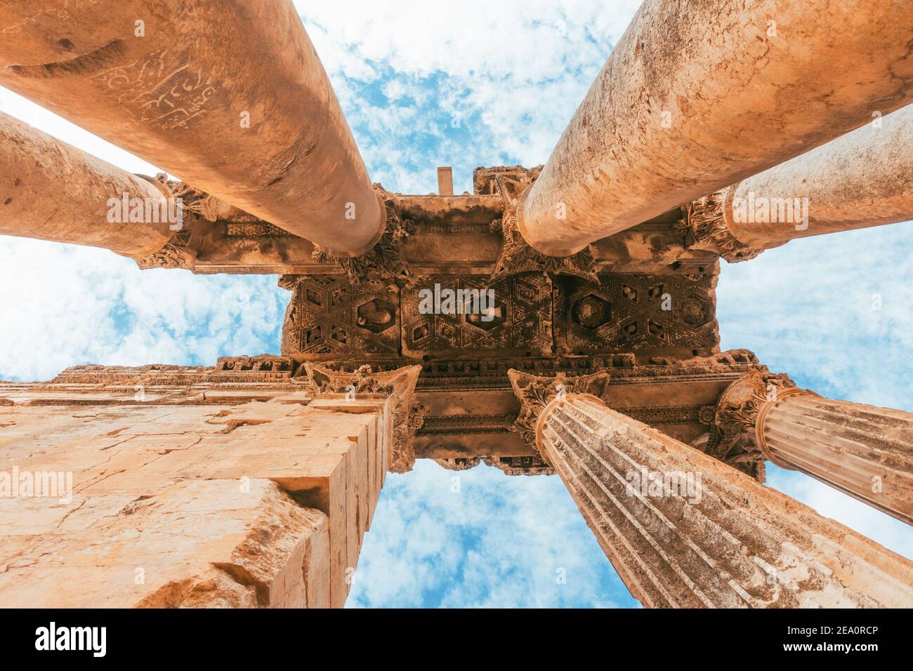 Ancient Roman pillars at Baalbek, Lebanon Stock Photo - Alamy