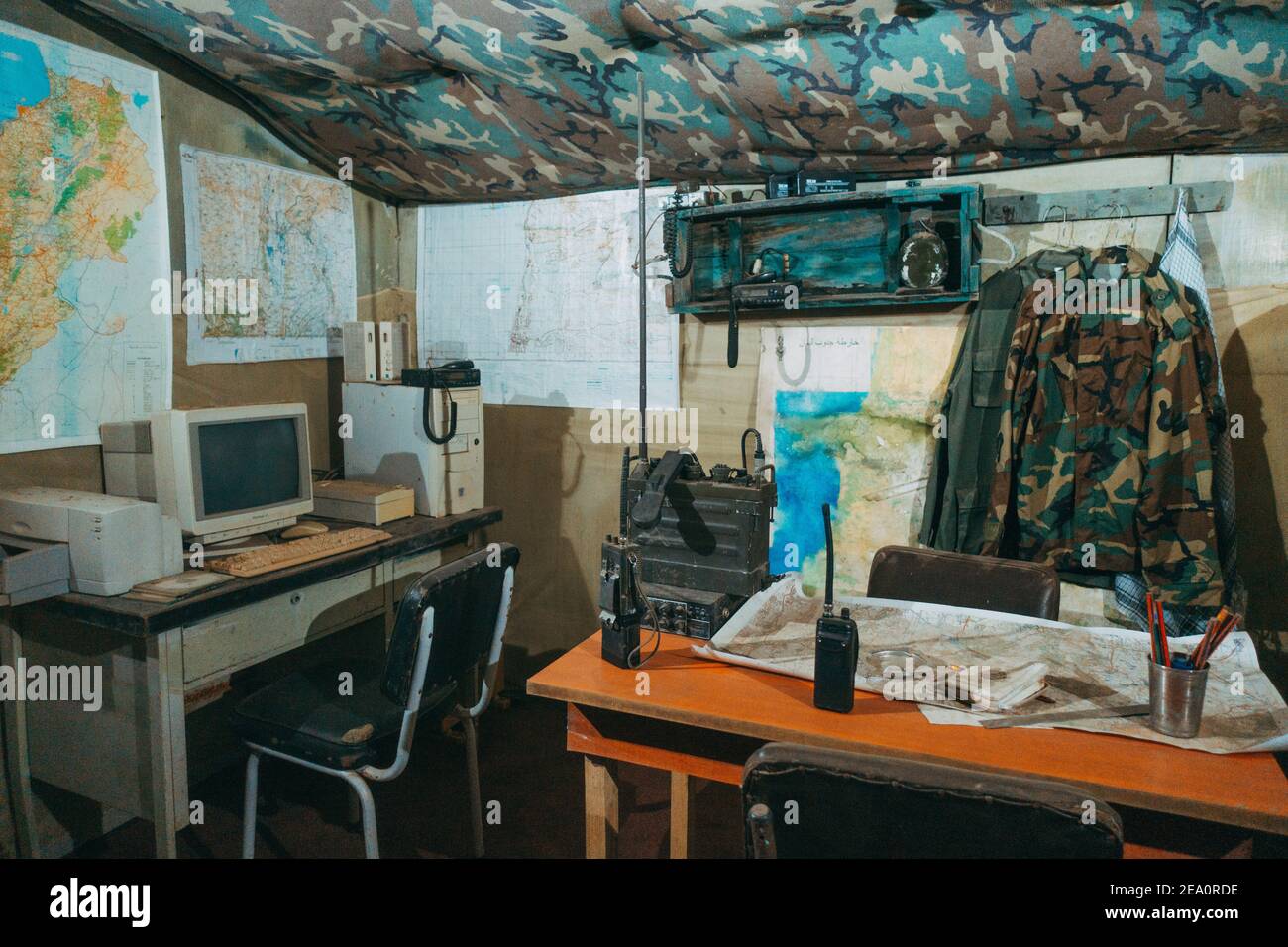 A reconstruction of a Hezbollah command station at the Mleeta Landmark ...