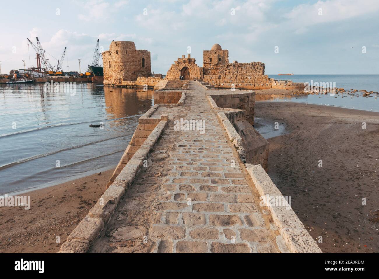 Newly constructed walkway to the remains of the historic Sidon Sea ...