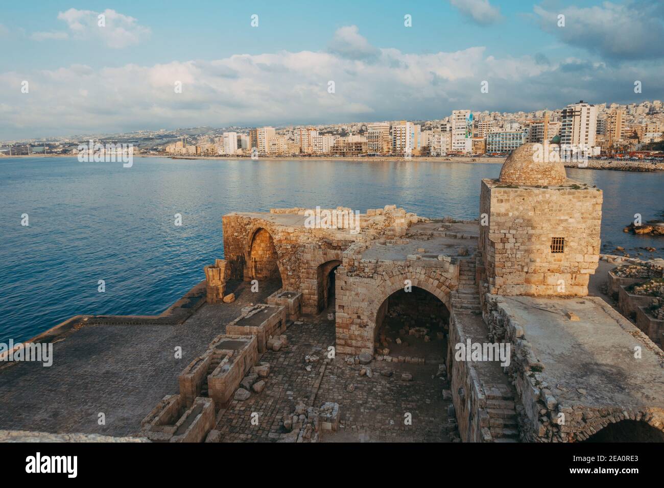 Remains of the ancient Sidon Sea Castle in the port city of Sidon ...