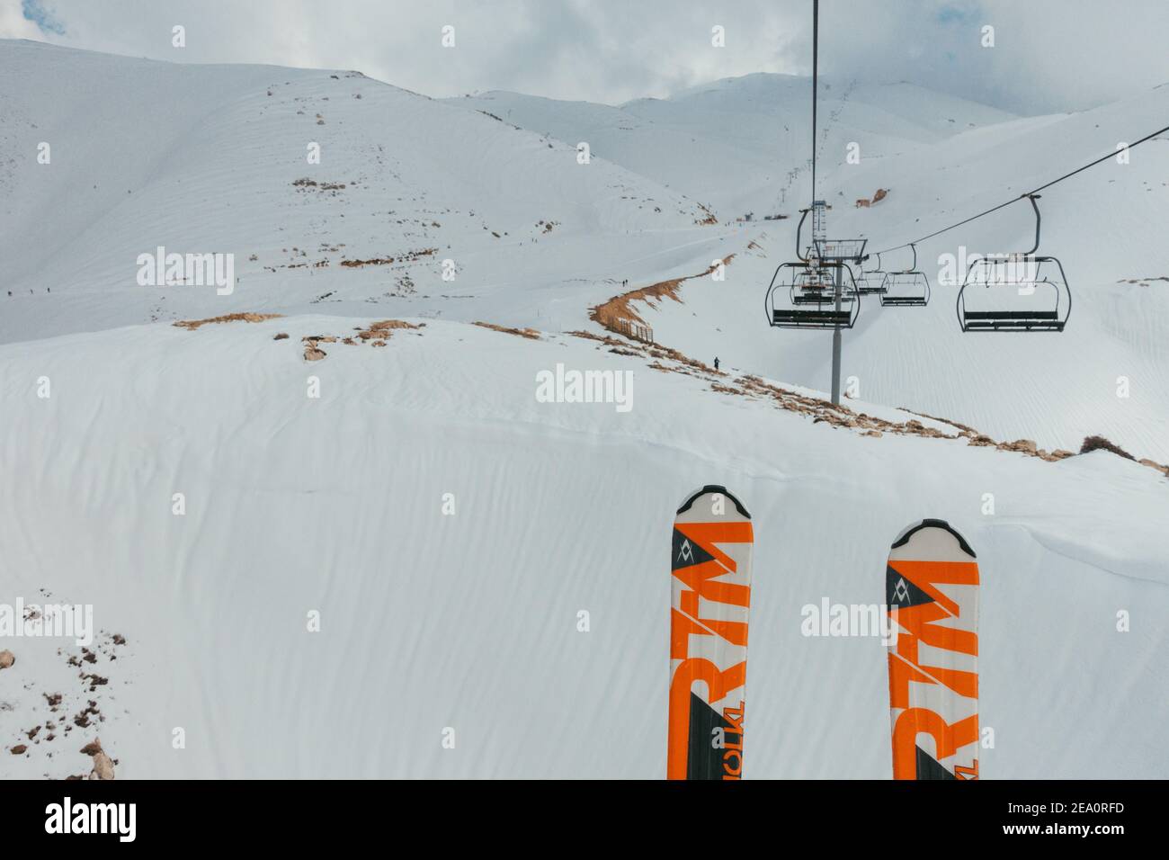 A chairlift at the Mzaar Kfardebian ski area in Lebanon, the largest ...