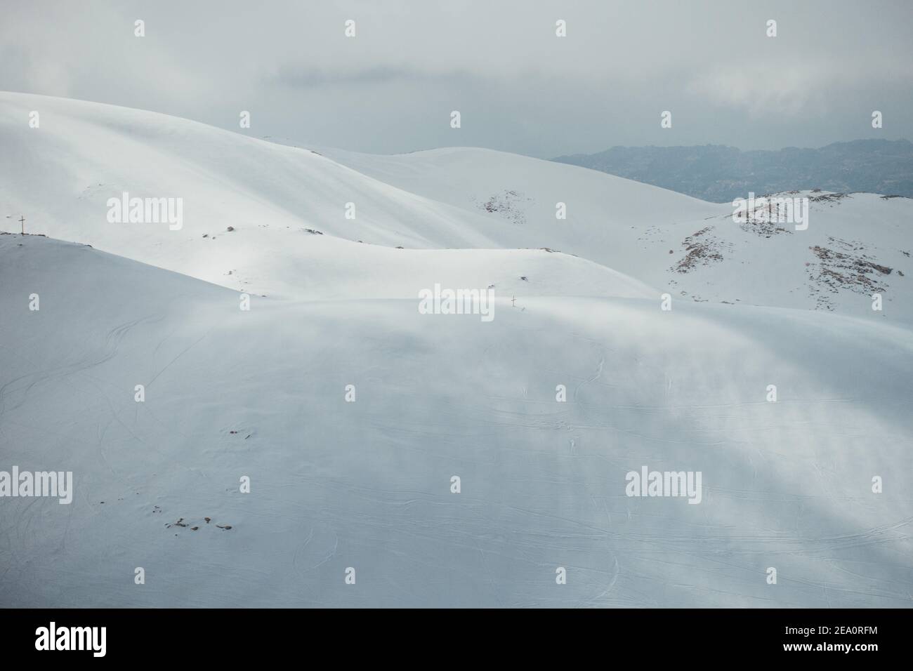 Empty slopes at the Mzaar Kfardebian ski area in Lebanon, the largest ...