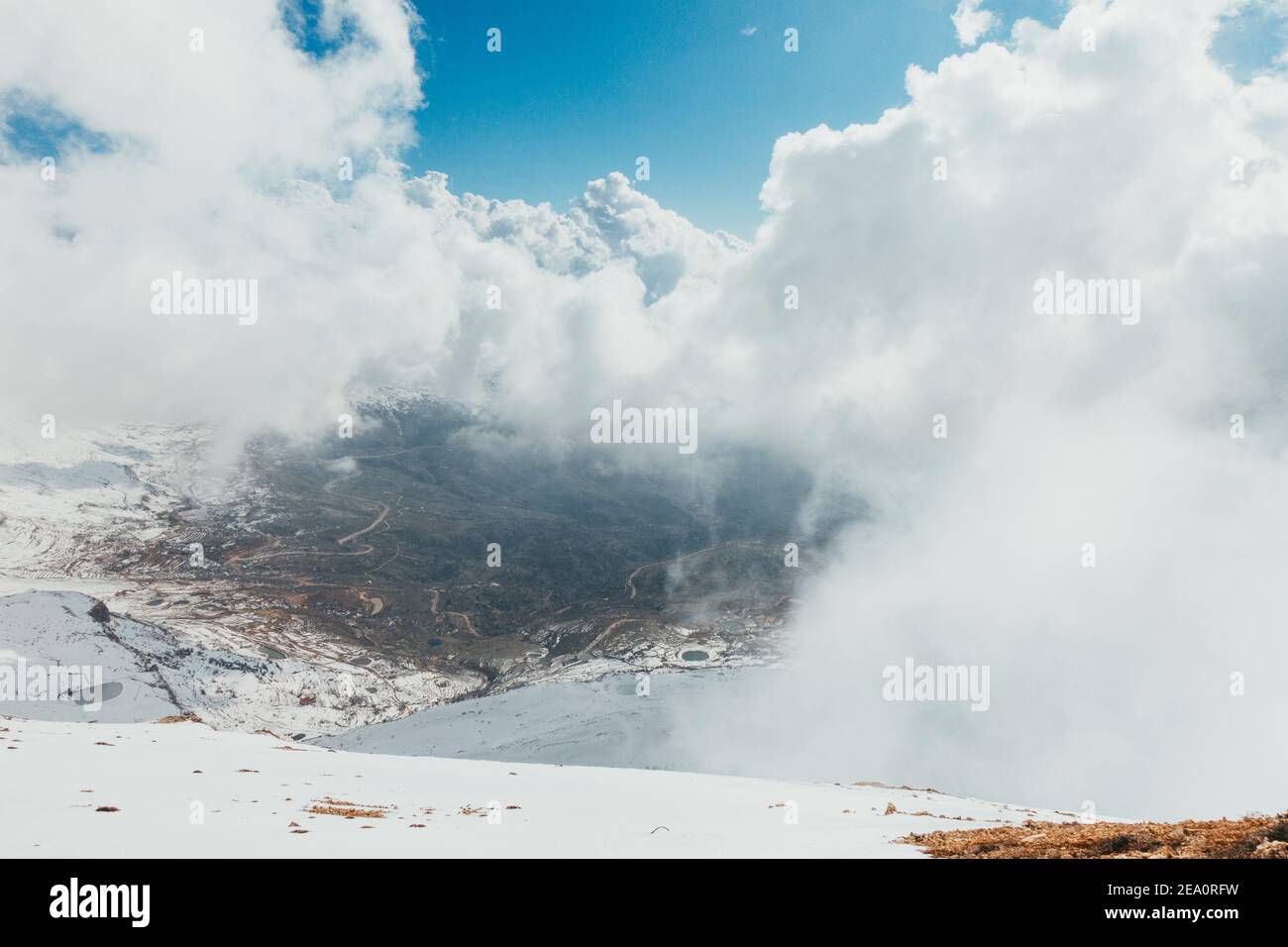 Clouds atop Mzaar Kfardebian ski area in Lebanon. The largest snow ...