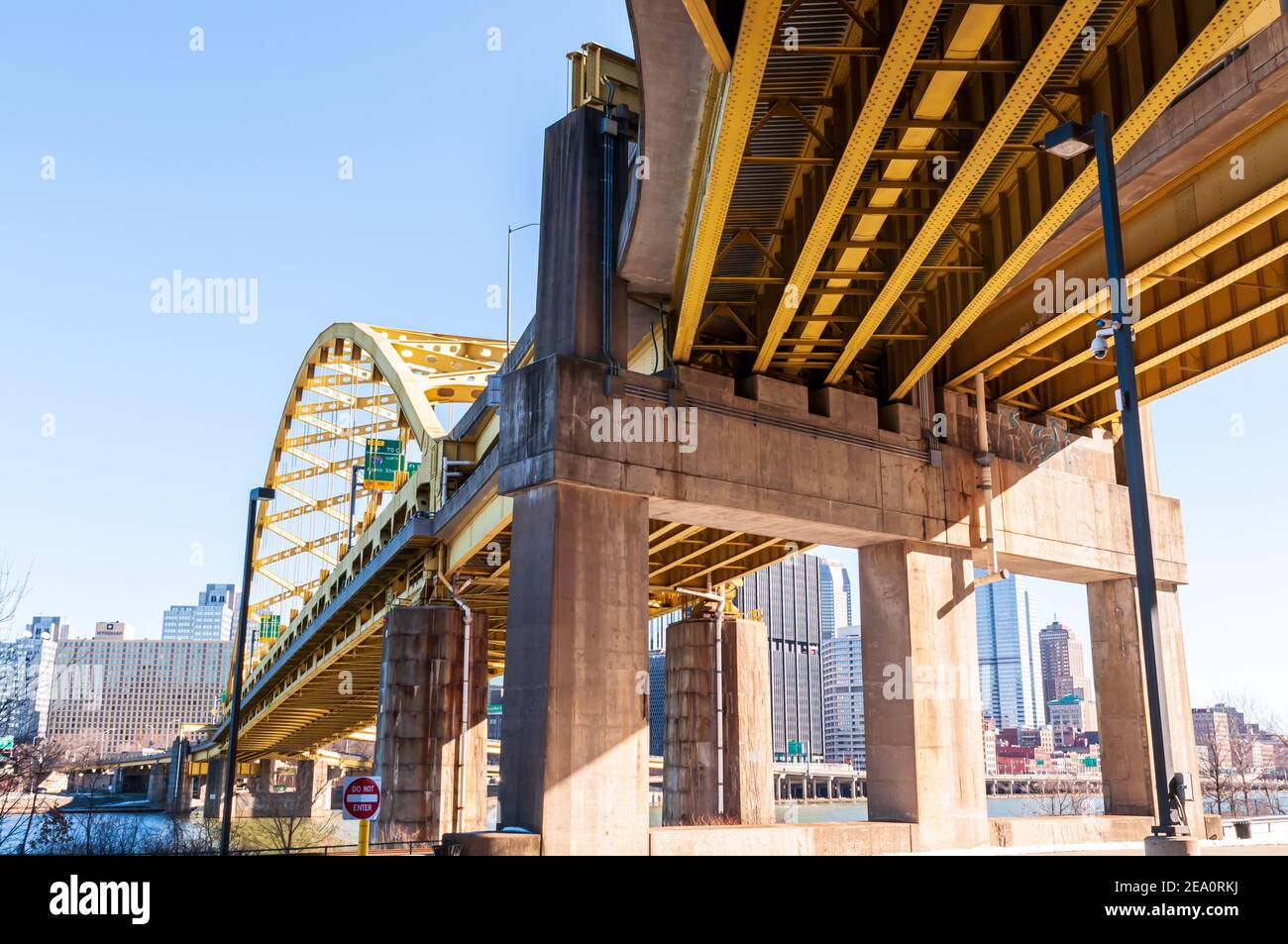 The underside of the Fort Pitt bridge that carries State Route 376 from ...