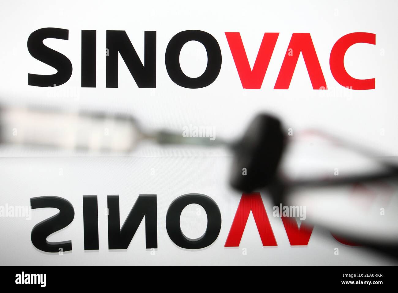 In this photo illustration a Sinovac Biotech Chinese biopharmaceutical ...