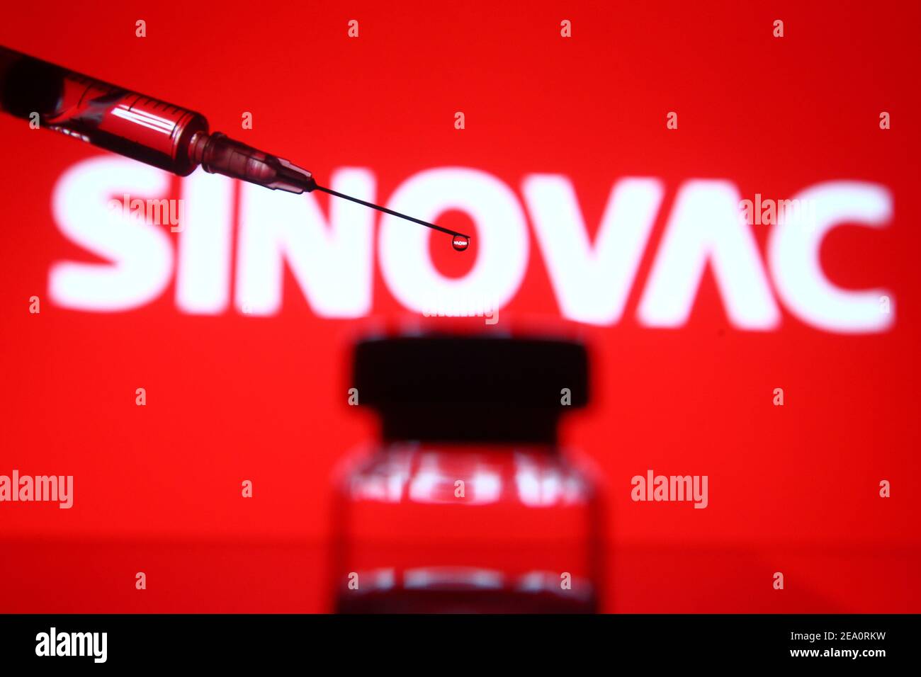In this photo illustration a Sinovac Biotech Chinese biopharmaceutical ...