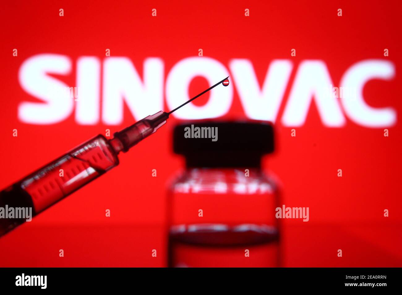 Ukraine. 06th Feb, 2021. In this photo illustration a Sinovac Biotech ...