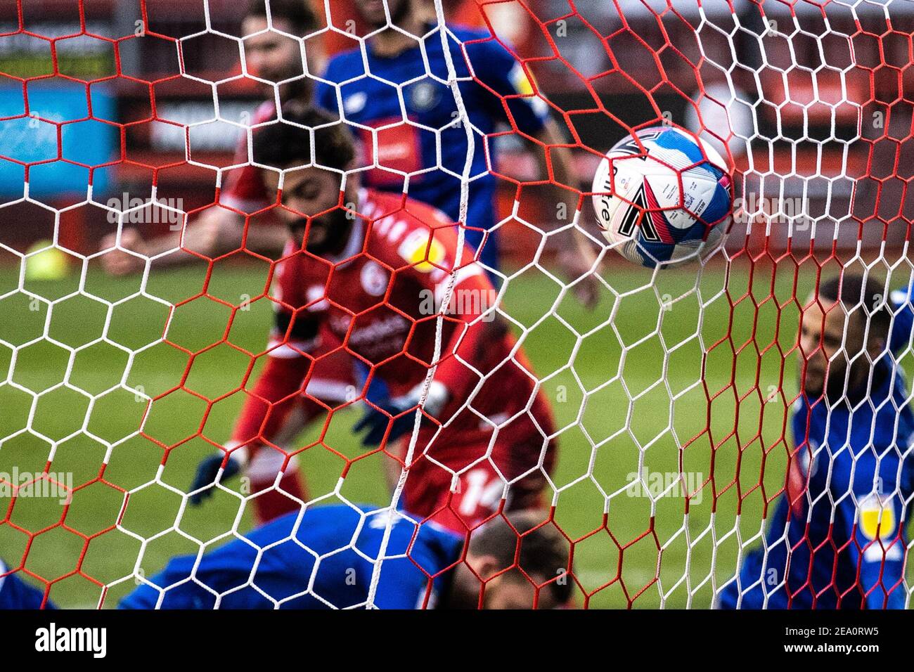 Crawley, UK. 06th Feb, 2021. GOAL: Tom Dallison #6 of Crawley Town ...