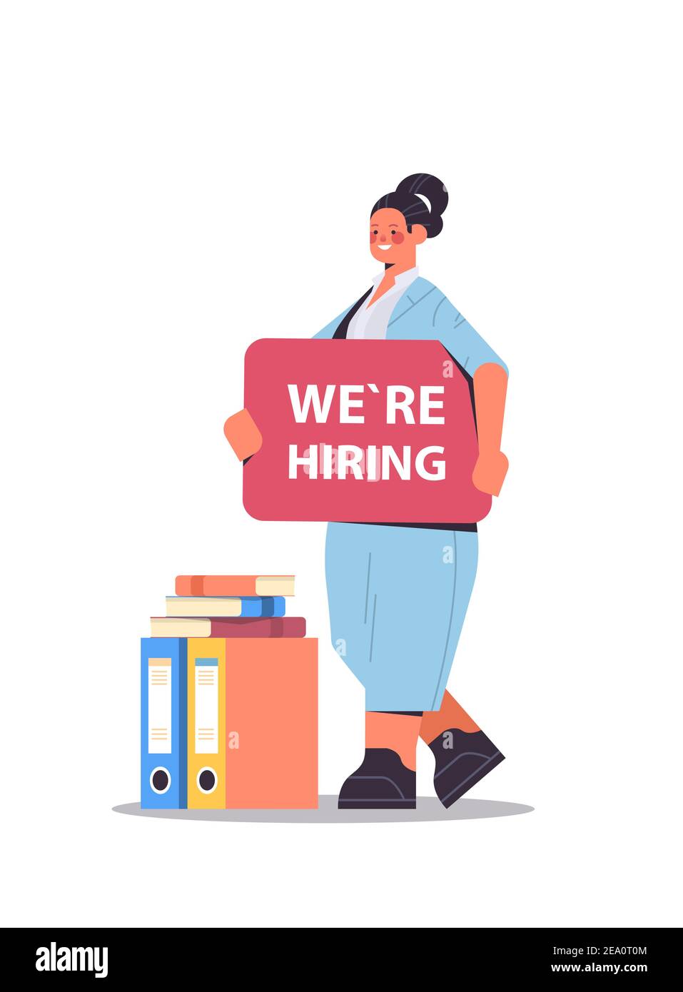 businesswoman hr manager holding we are hiring poster vacancy open ...