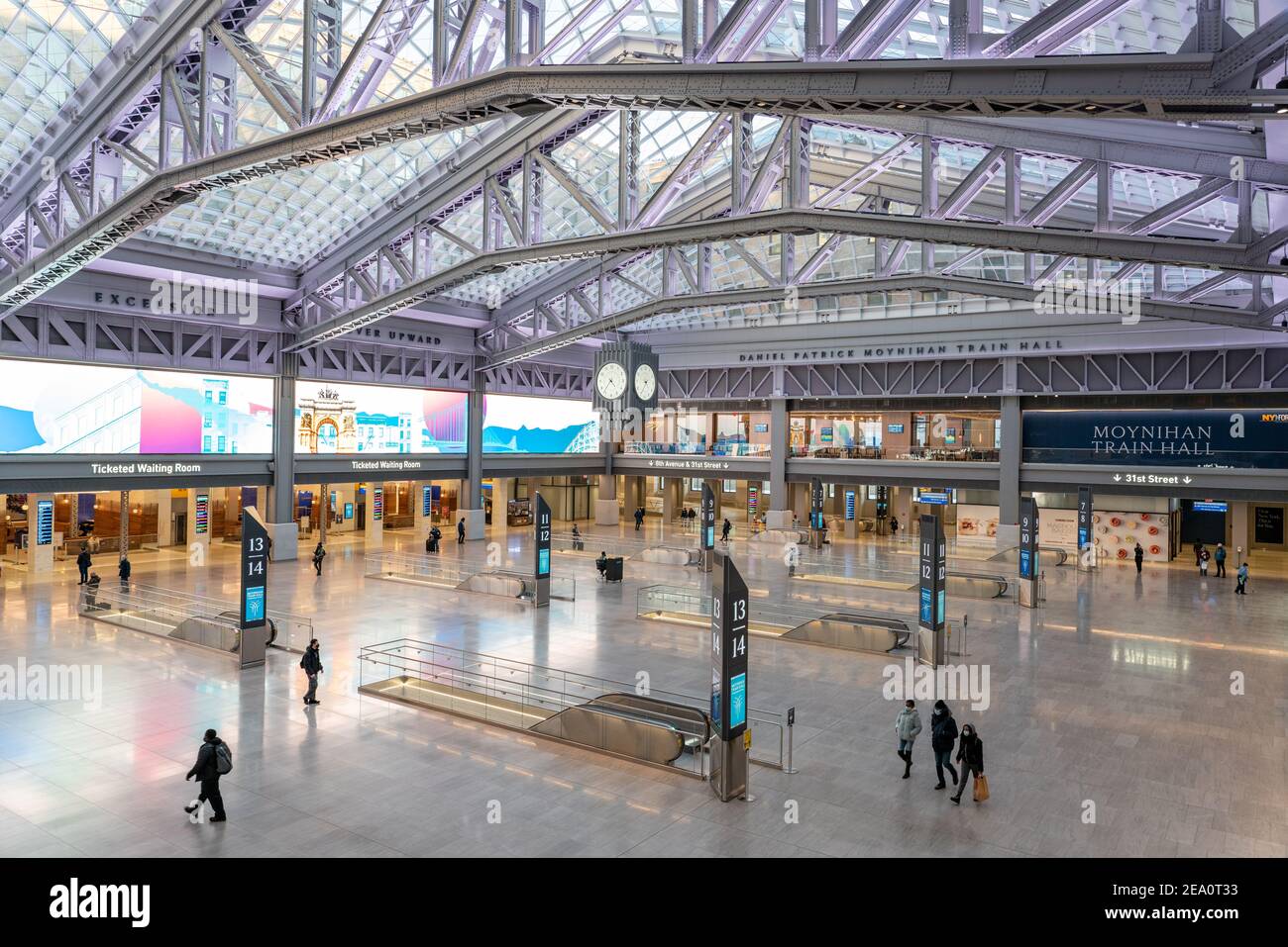 Moynihan Train Hall concourse level empty with beautiful light in the ...