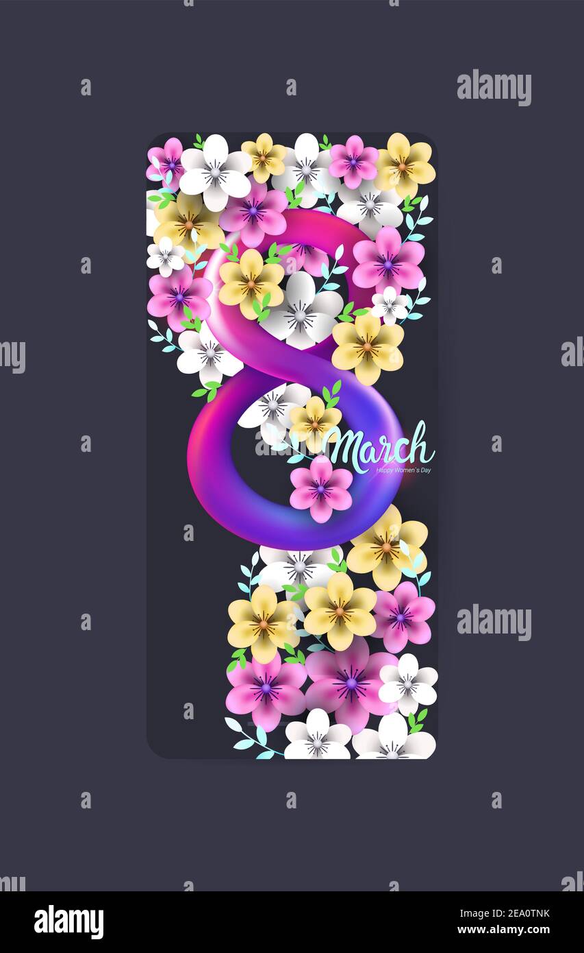 elegant eight number womens day 8 march holiday celebration banner ...