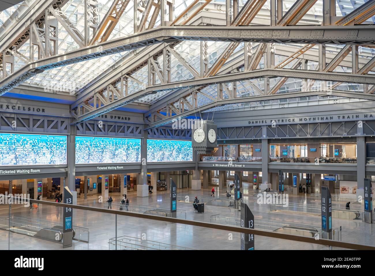 Moynihan Train Hall concourse level empty with beautiful light in the ...