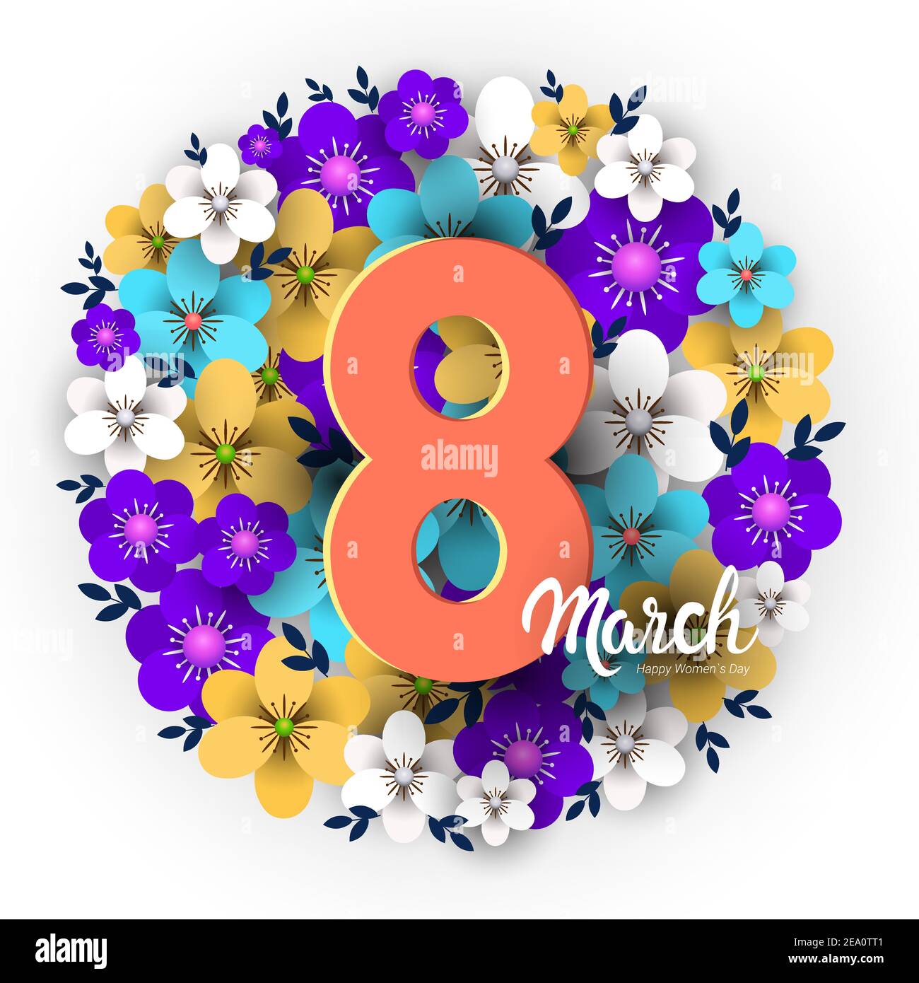 elegant eight number womens day 8 march holiday celebration banner ...
