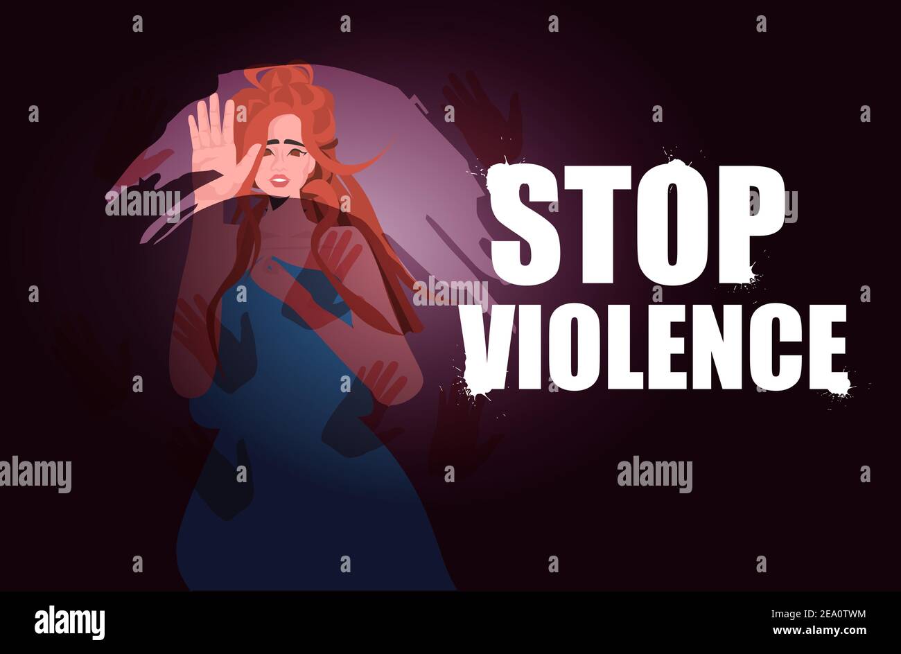scared terrified woman stop violence and aggression concept portrait ...