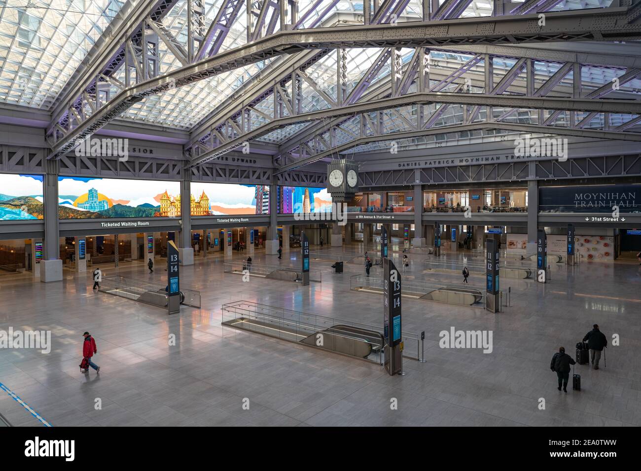 Moynihan Train Hall concourse level empty with beautiful light in the ...