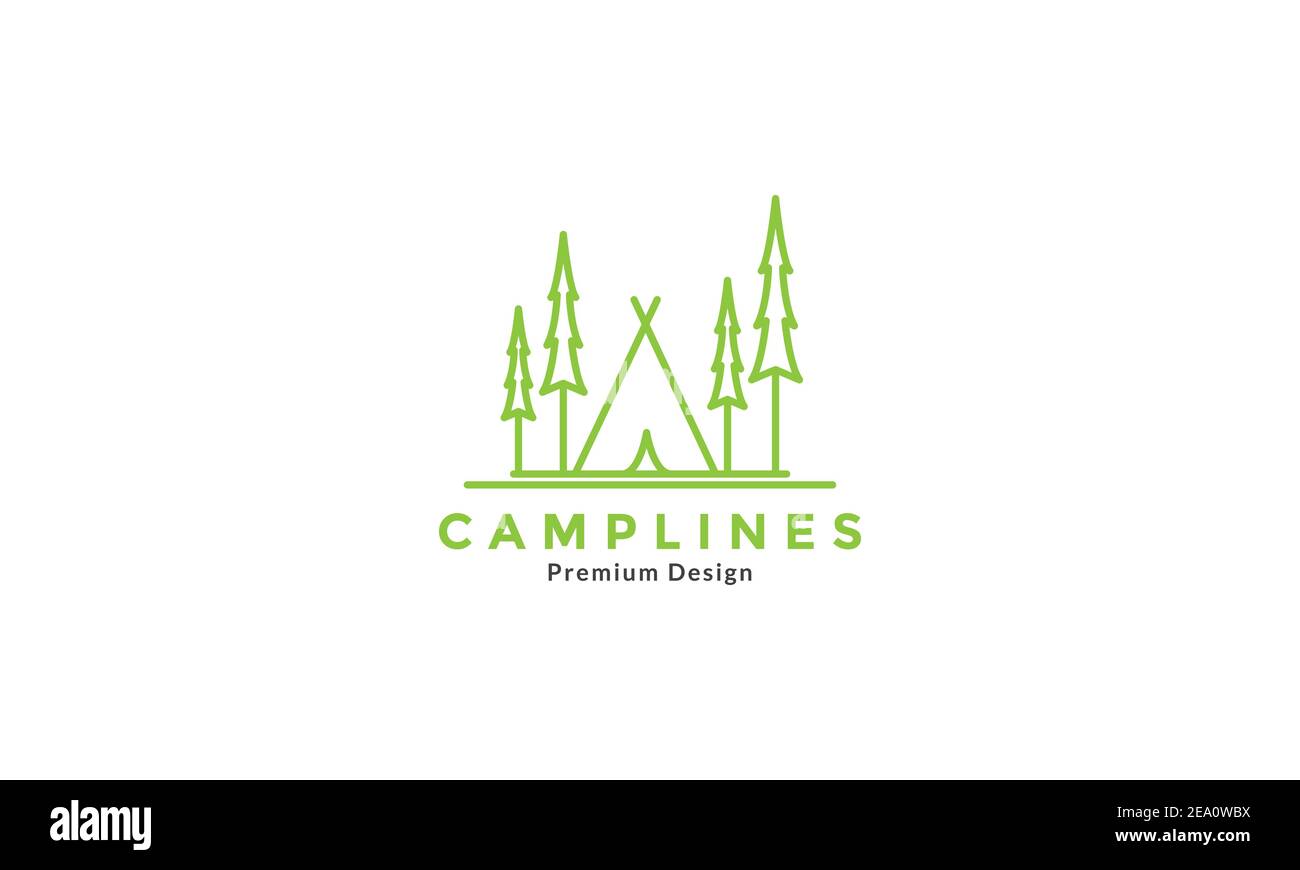 tree with camp line outdoor logo vector icon symbol graphic design ...